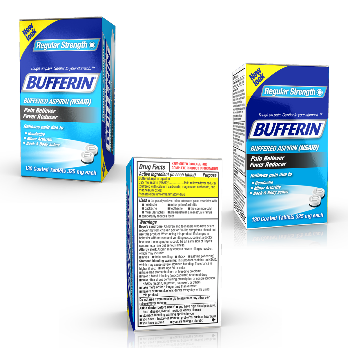 Bufferin Regular Strength Tablets Pain Reliever & Fever Reducer Buffer ...