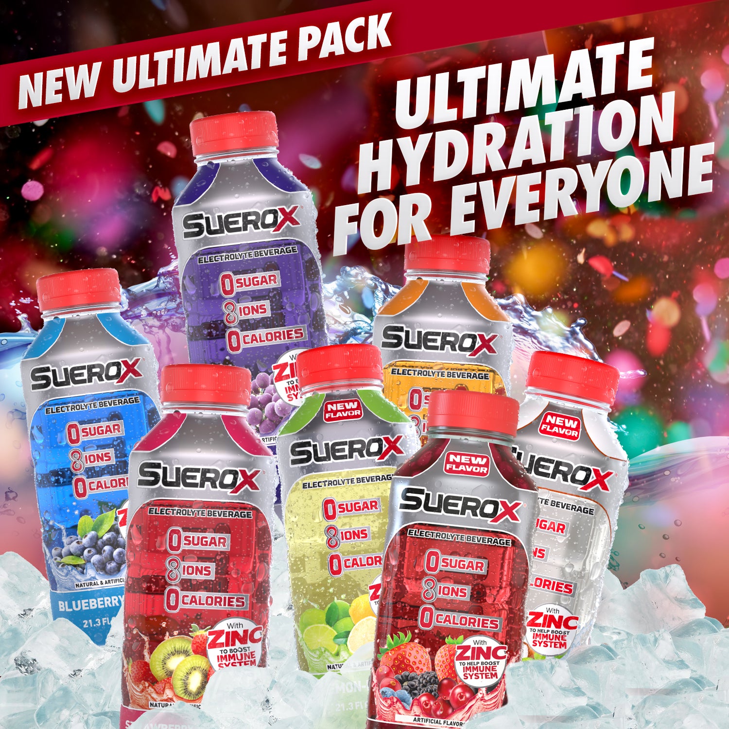 SUEROX ZERO SUGAR HYDRATION ELECTROLYTE DRINK, ULTIMATE PACK, 21 FL OZ ...
