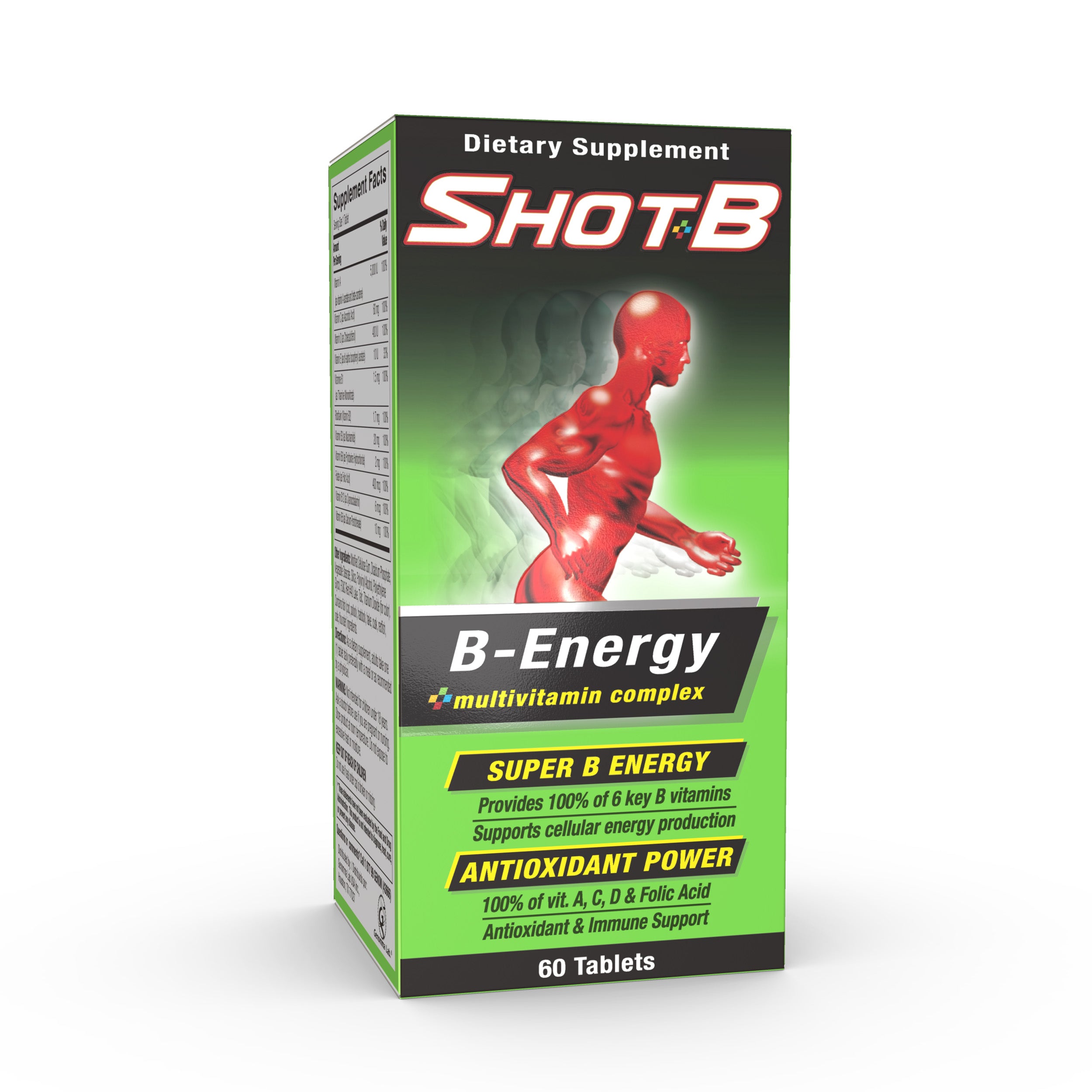 Shot B Energy Multivitamin- Dietary Supplement, Tablets, 60 ct ...